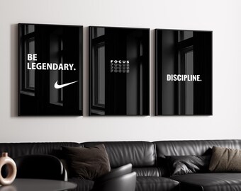 Nike Poster Logo Quote BLACK DESIGN, Logo History Poster, Set of 3 Nike ...