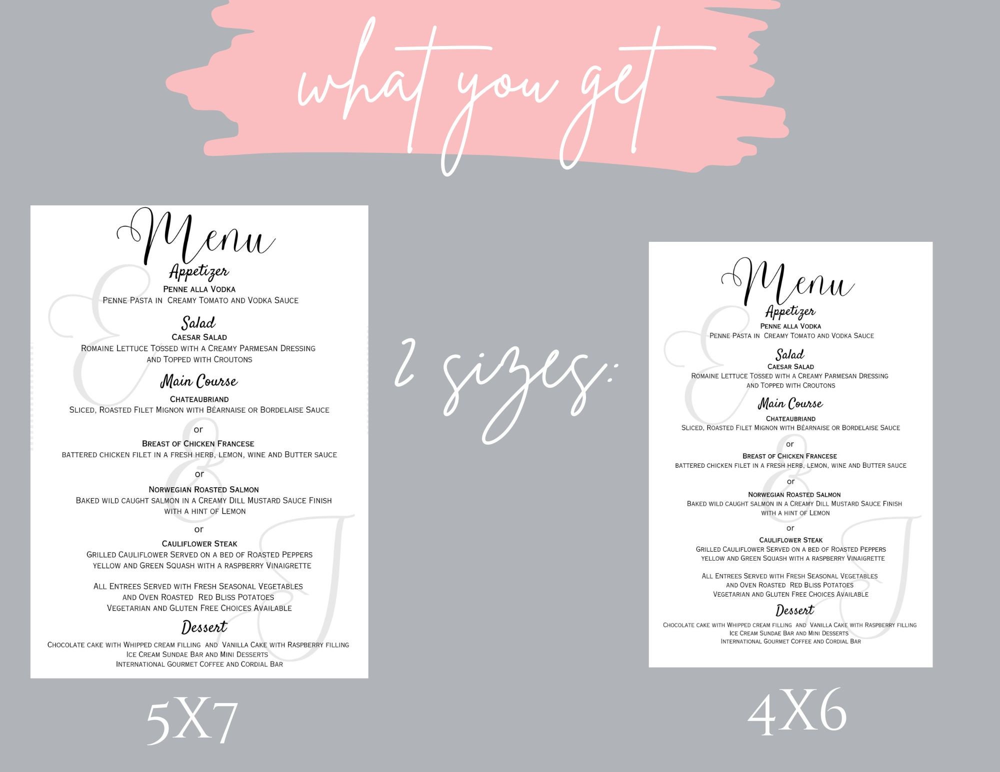 Wedding Menu Template 5x7 & 4x6,reception Dinner Menu Editable Instant ...