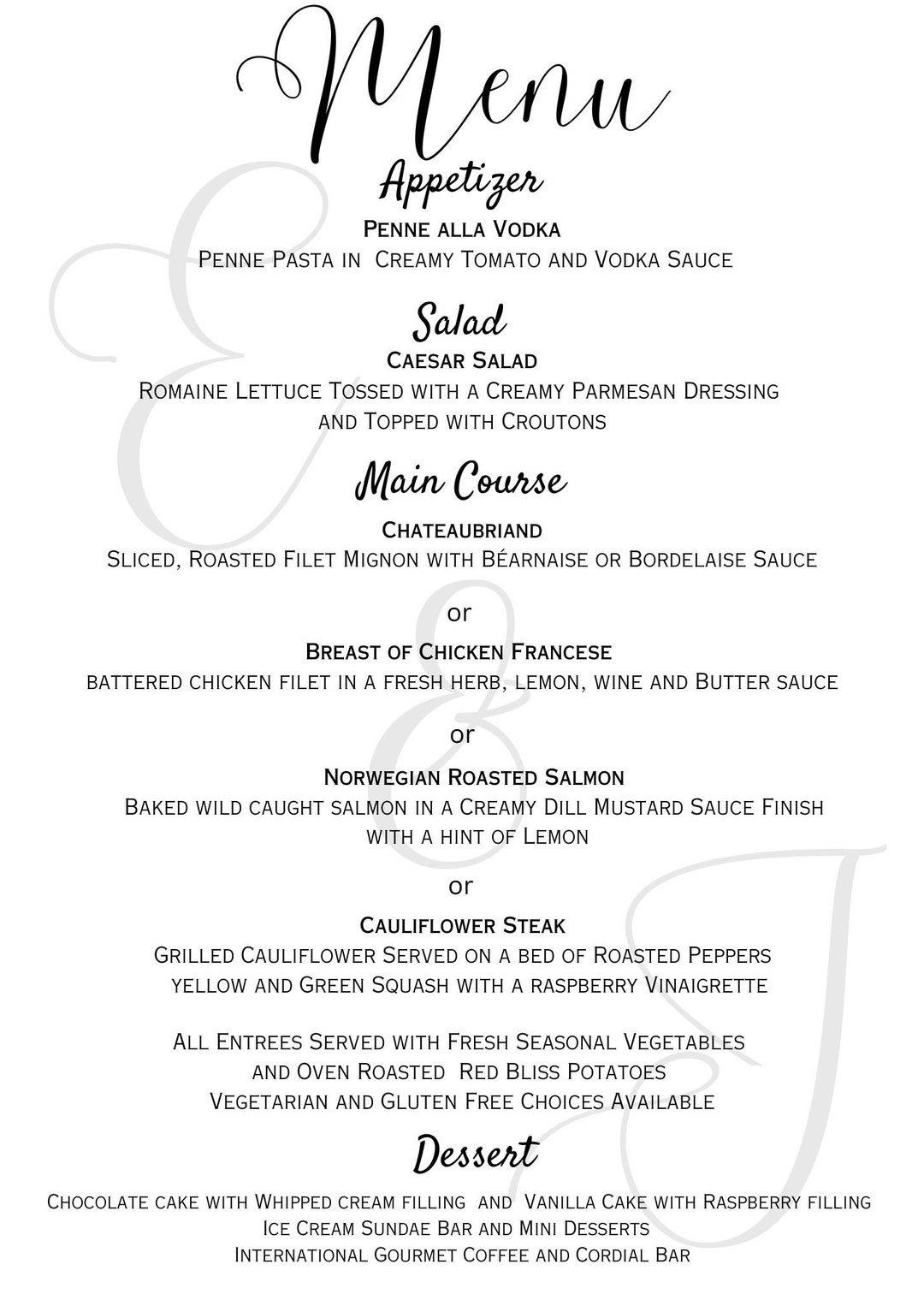 Wedding Menu Template 5x7 & 4x6,reception Dinner Menu Editable Instant ...