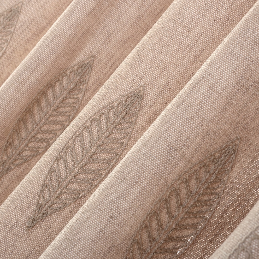 100% Blackout Linen Embroidered Curtains, Custom Size Linen Blackout ...