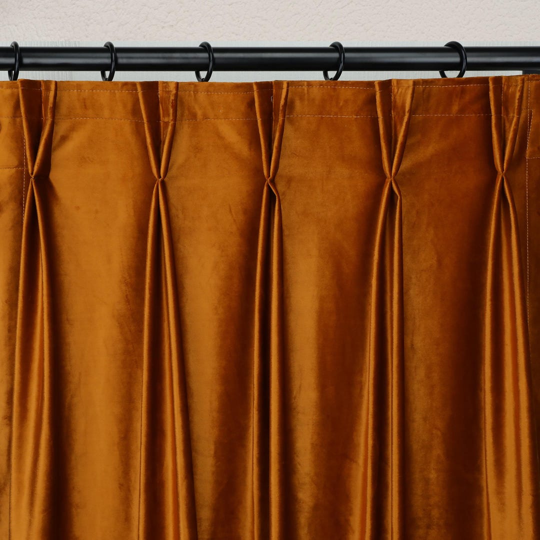 Double Pinch Pleat Copper Velvet Curtain for Living Room, Custom Made ...