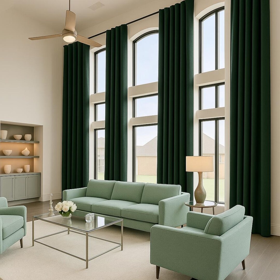 Extra Long 100% Blackout Linen Curtains, Custom Length for 10-24 Ft ...