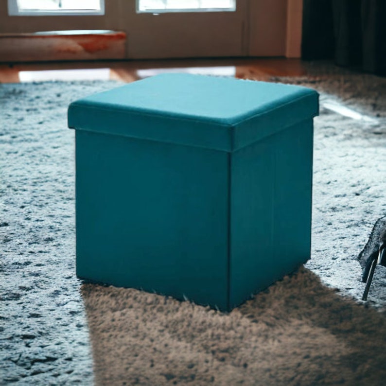 Kingfisher Blue Velvet Storage Box With Lid - Etsy