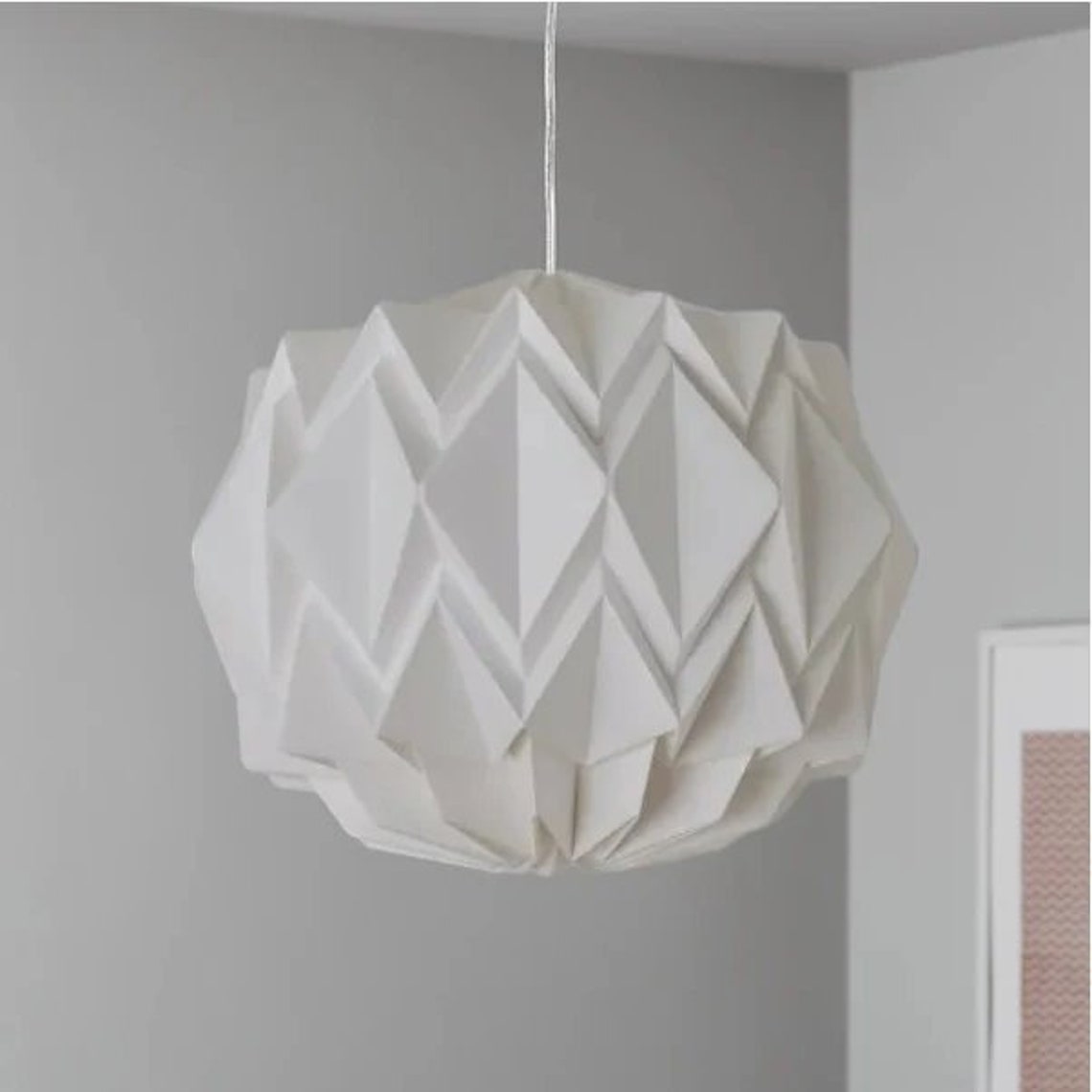 White Origami Paper Pendant Light Shade 38cm - Etsy