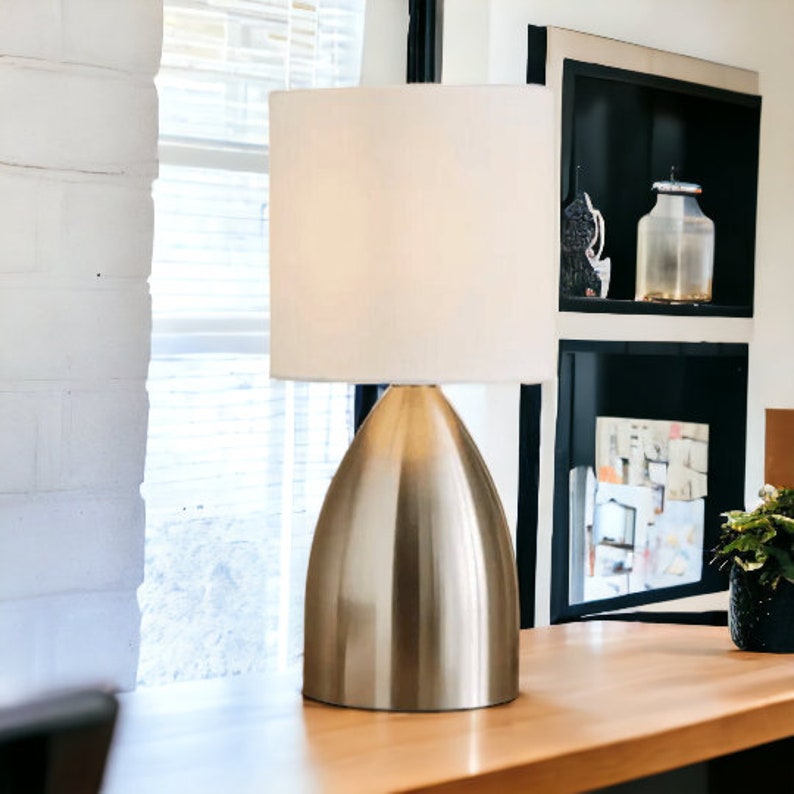 Silver 3 Stage Touch Table Lamp With White Shade - Etsy