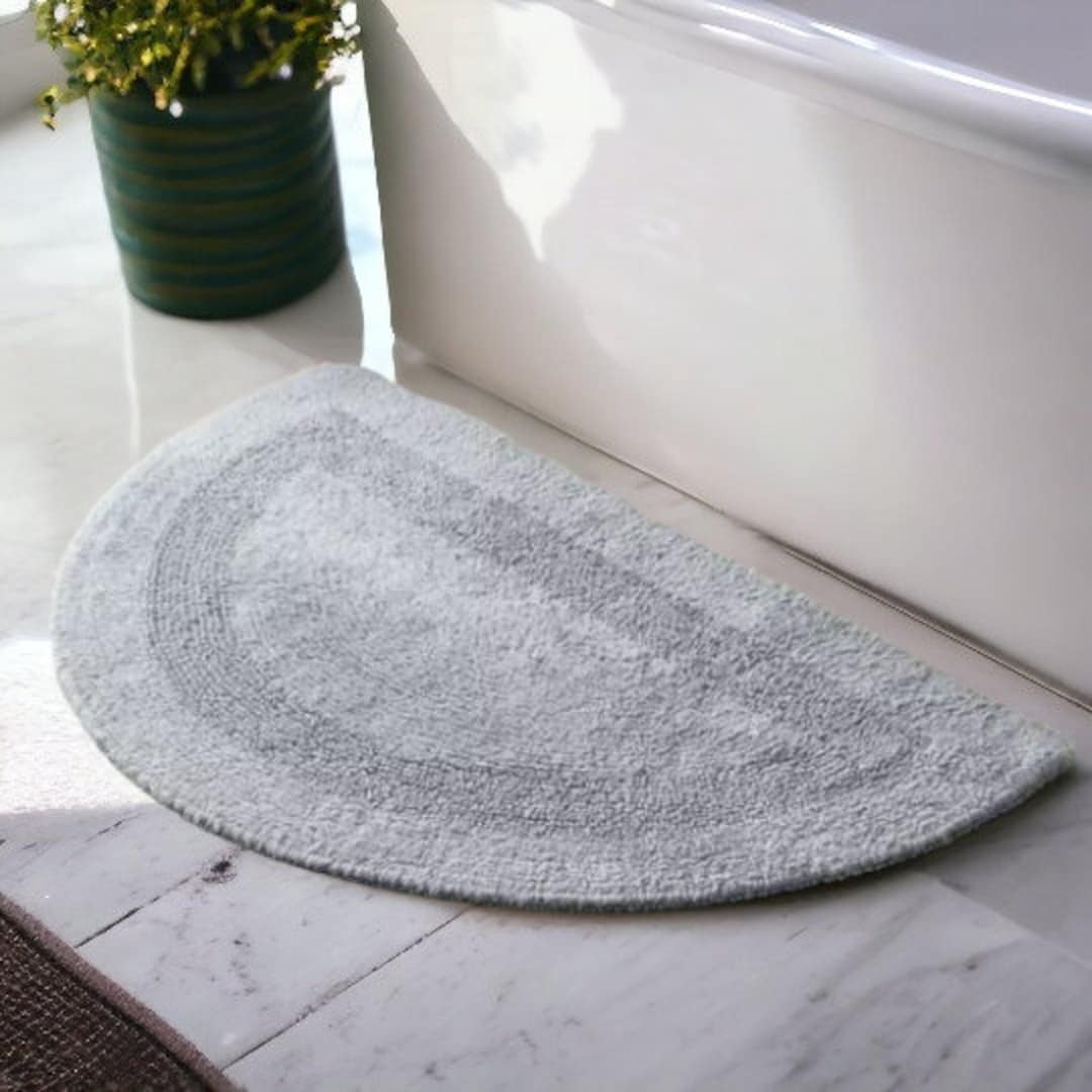 Light Grey Semi Circle Bath Mat 100% Soft Egyptian Cotton - Etsy