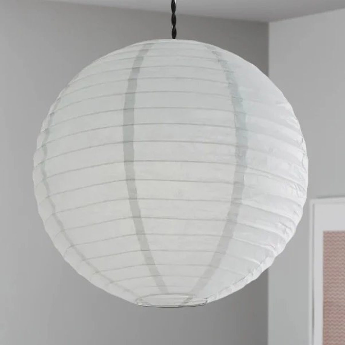 Grey Ribbed Paper Lantern Pendant Light Shade - Etsy
