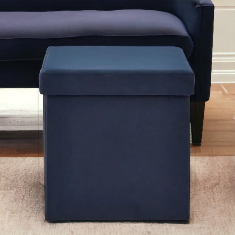 Navy Blue Velvet Storage Box With Lid - Etsy