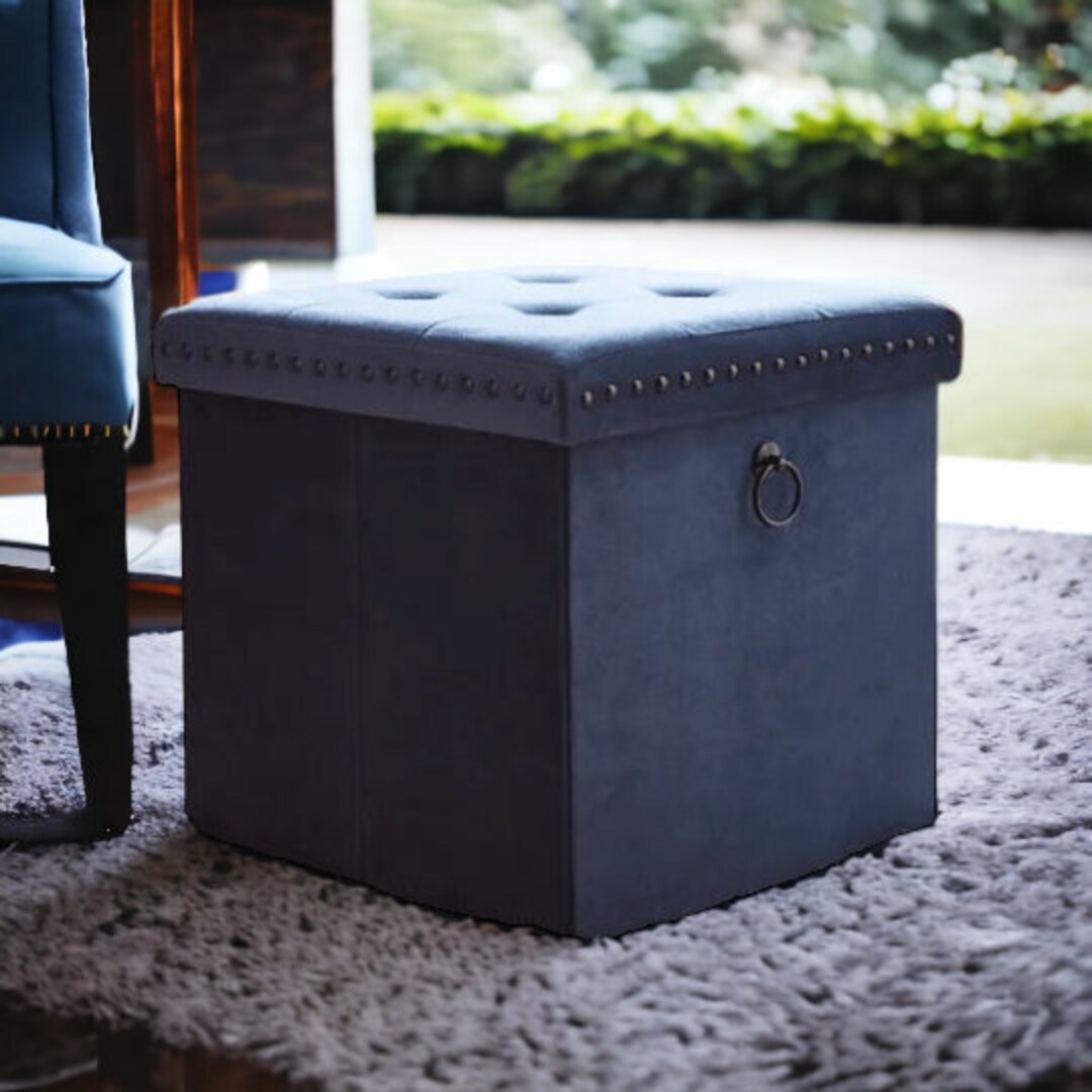 Luxury Navy Blue Velvet Storage Box With Lid - Etsy