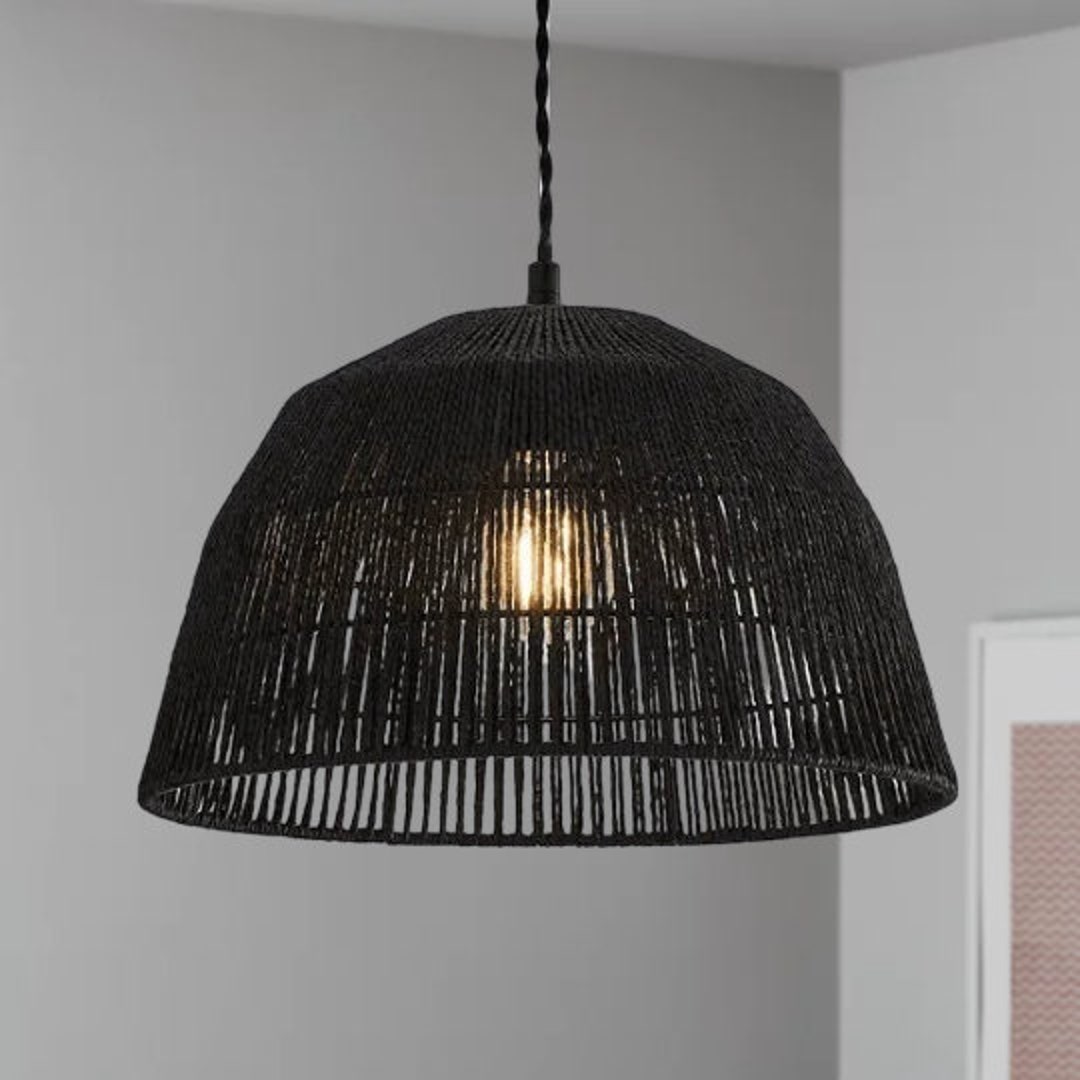 Black Paper String Dome Pendant Light Shade - Etsy
