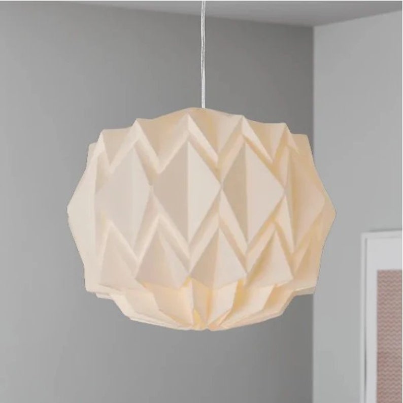 White Origami Paper Pendant Light Shade 38cm - Etsy