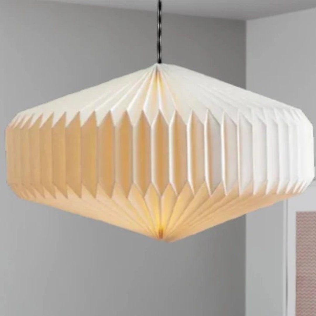 White Origami Hexagon Paper Light Shade 40cm - Etsy
