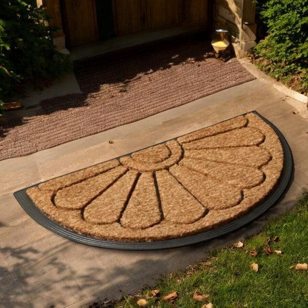 Daisy Semi Circle Coir & Rubber Doormat Outdoor Home Decor Rug - Etsy