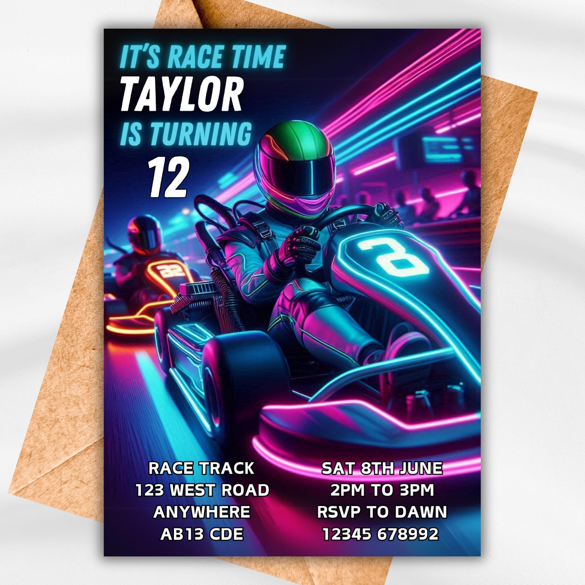 Go Kart Birthday Invitation Go Kart Invitation Go Kart Party Digital ...