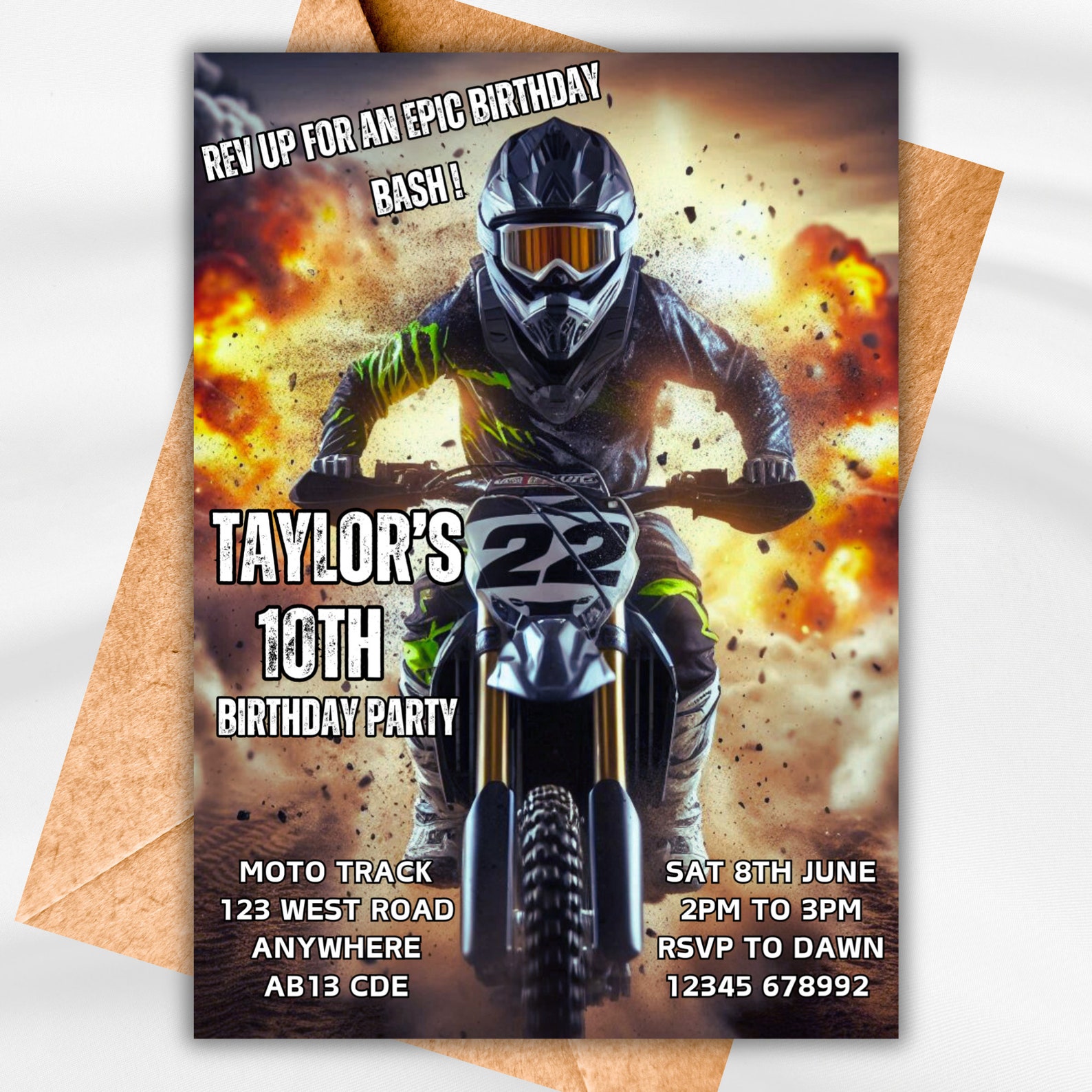 Motocross Birthday Party Invitation Dirt Bike Party Motocross ...