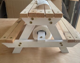 Rustic Cedar Wooden Picnic Table Condiment Holder and Paper Towel ...