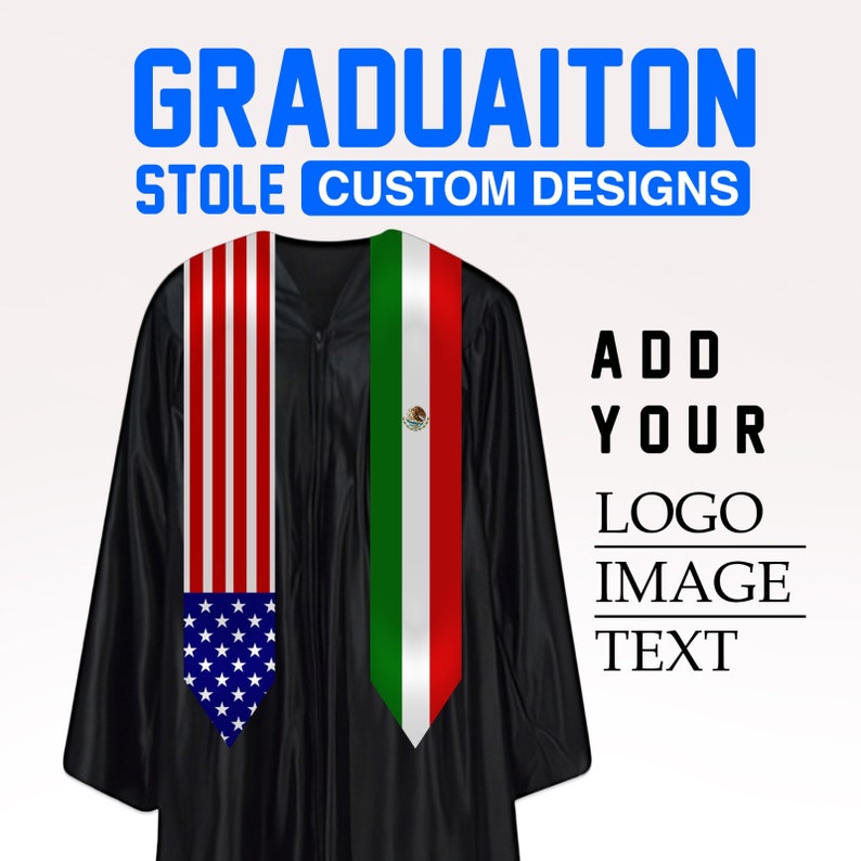 France Personalized Graduation Stole - Add Your Own Text and Images ...
