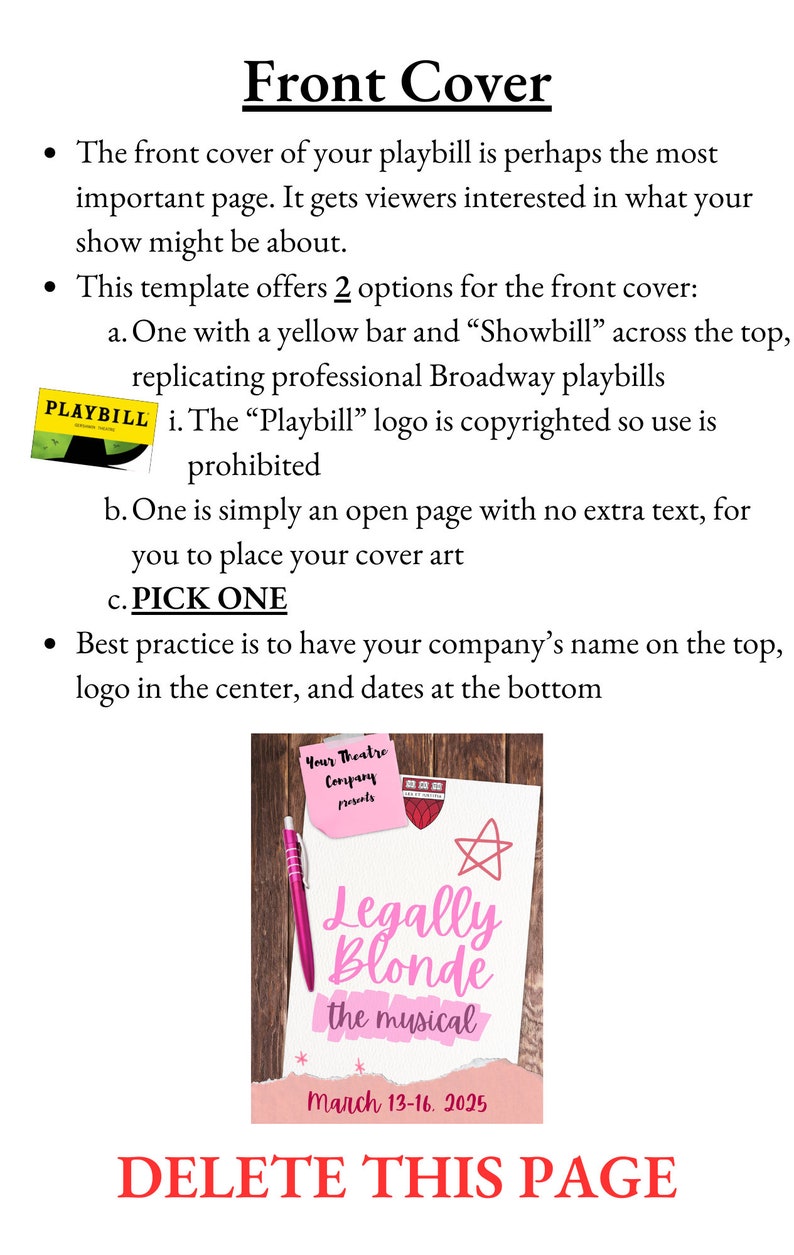 Professional Playbill Template - Etsy