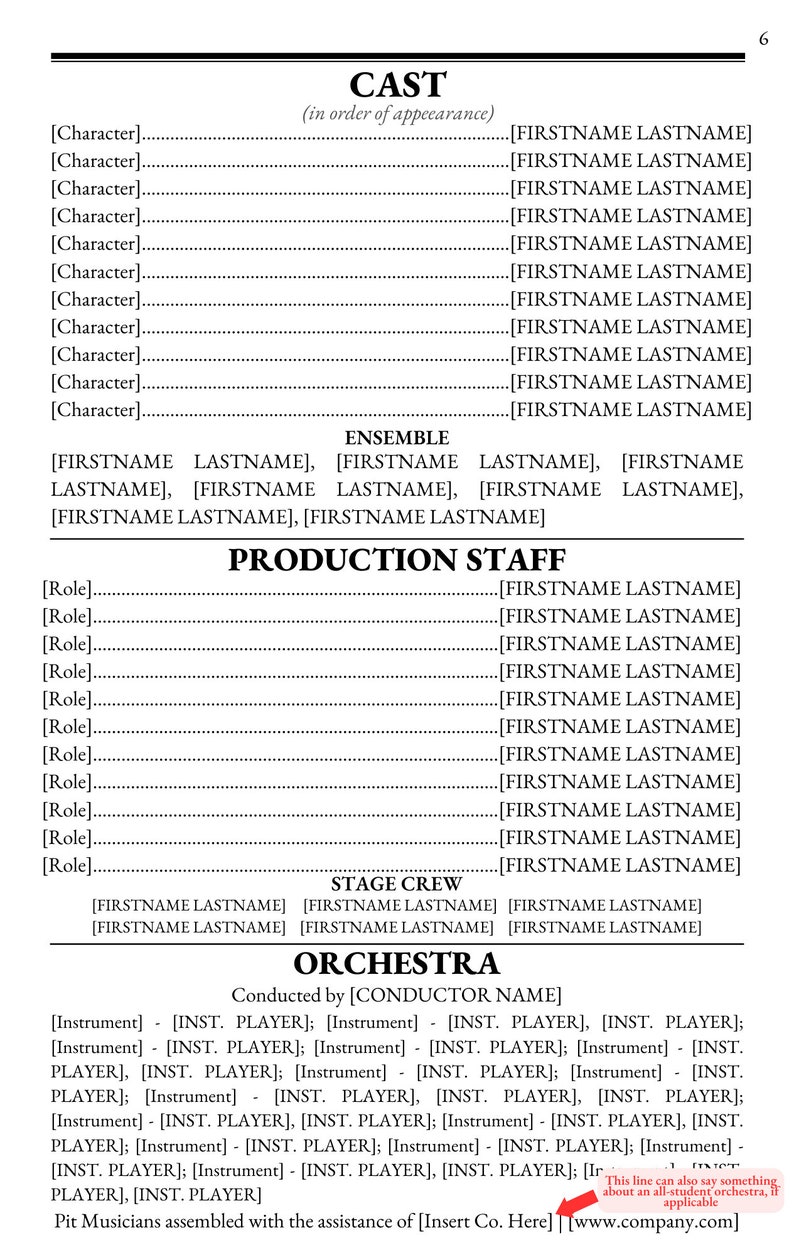 Professional Playbill Template - Etsy