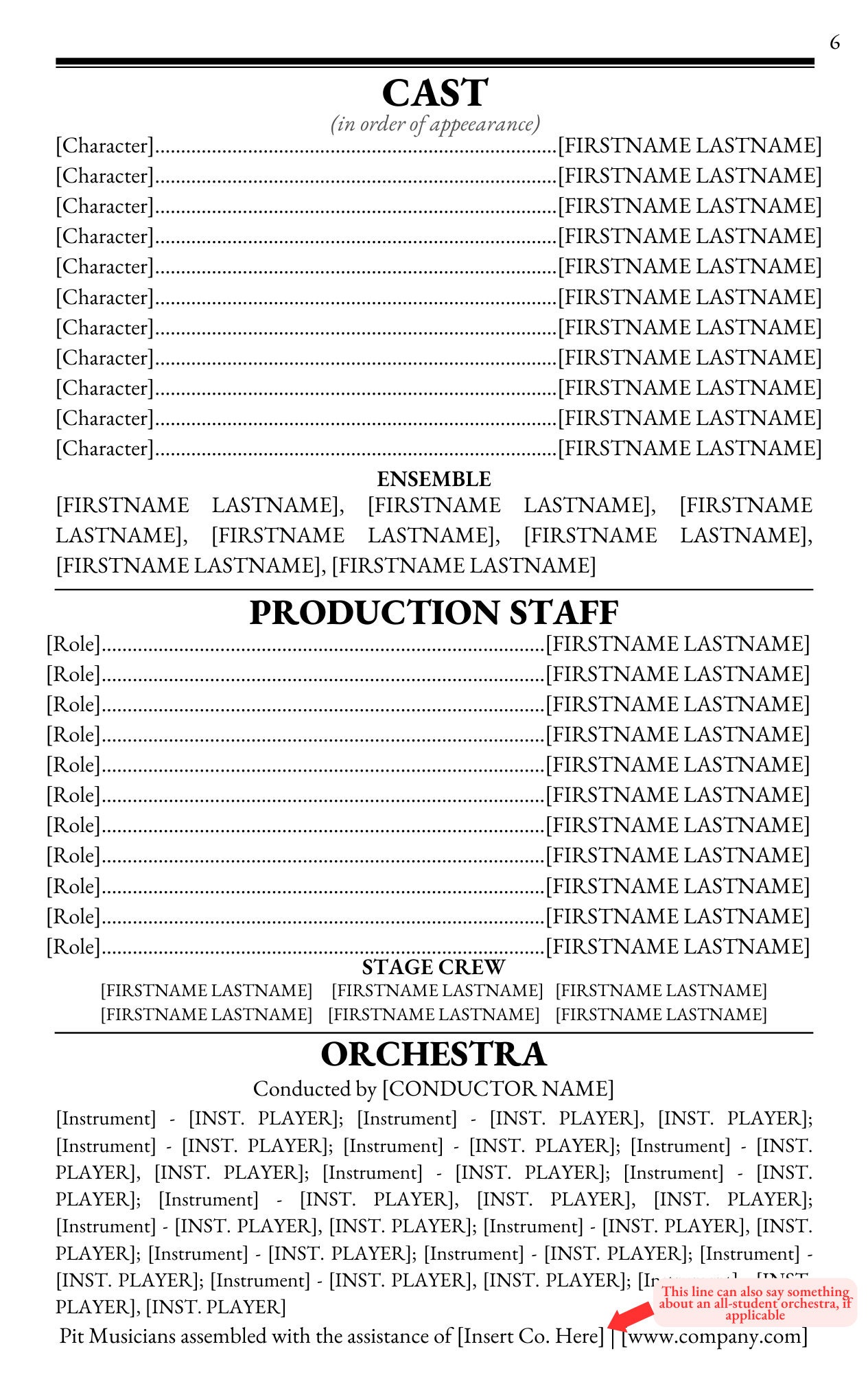 Professional Playbill Template - Etsy