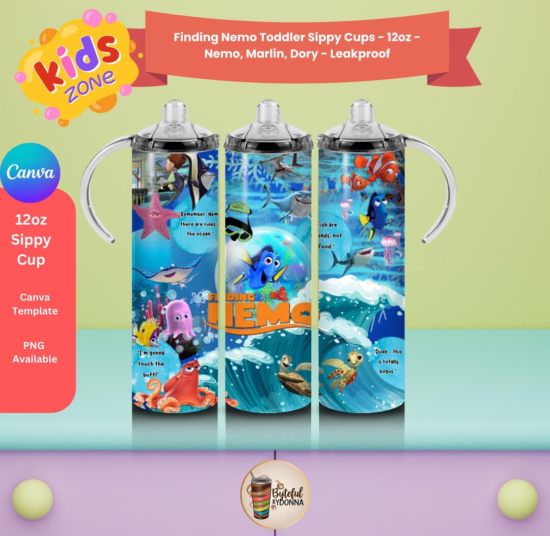 Nemo Sippy Cup Wraps 12oz Custom Designs Nemo, Marlin, Dory - Etsy