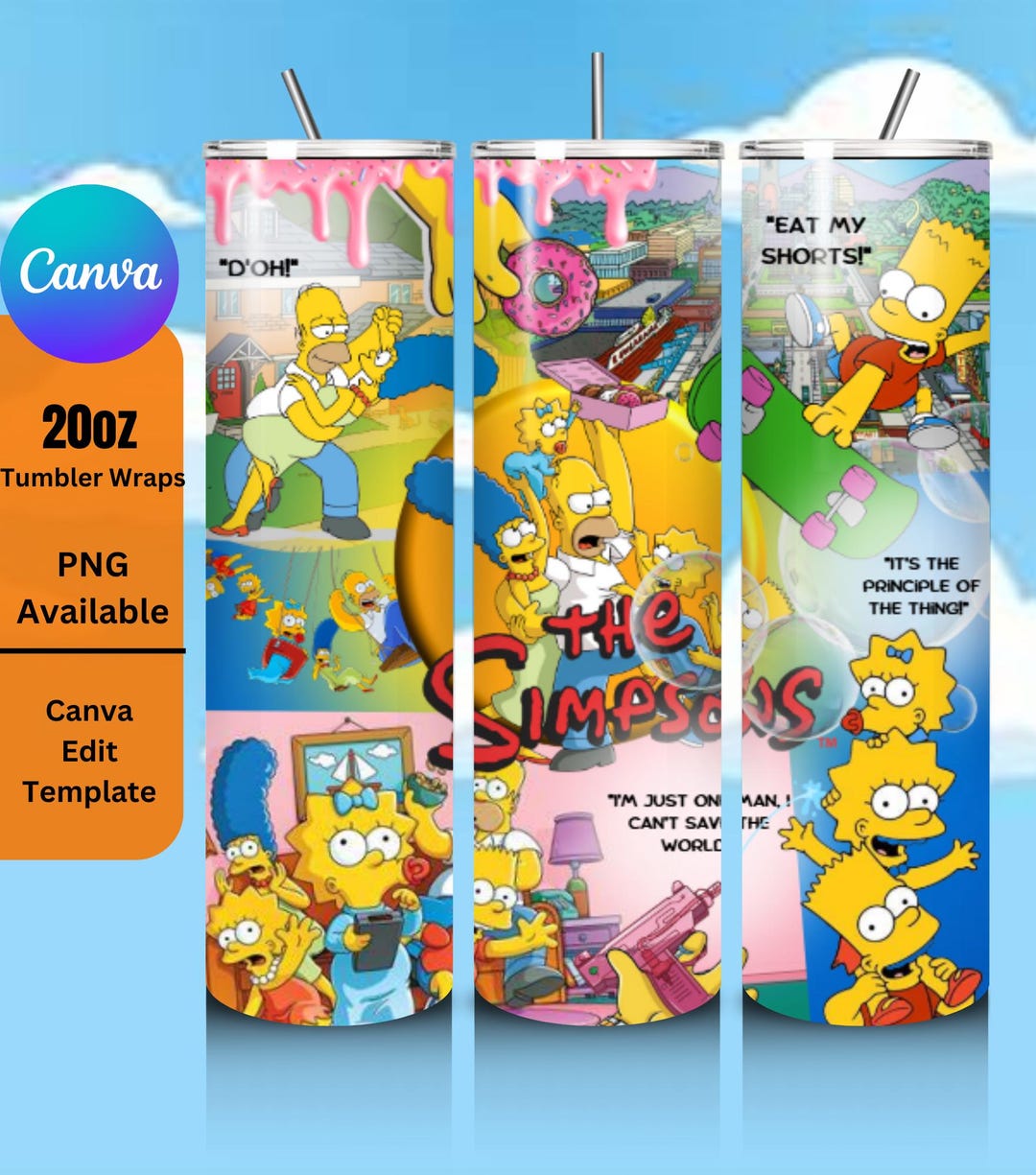 The Simpsons 20oz Tumbler Wrap Sublimation Design - Etsy