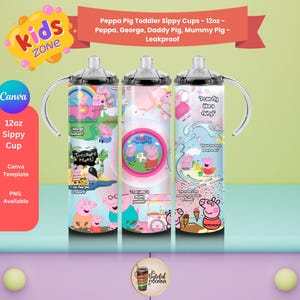 Peppa Pig Toddler Sippy Cups 12oz Peppa, George, Daddy Pig, Mummy Pig ...