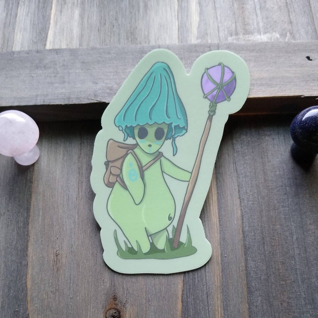 Green Mushroom Chibi Fairy Cute Whimsical Cottage Core Sticker - Etsy