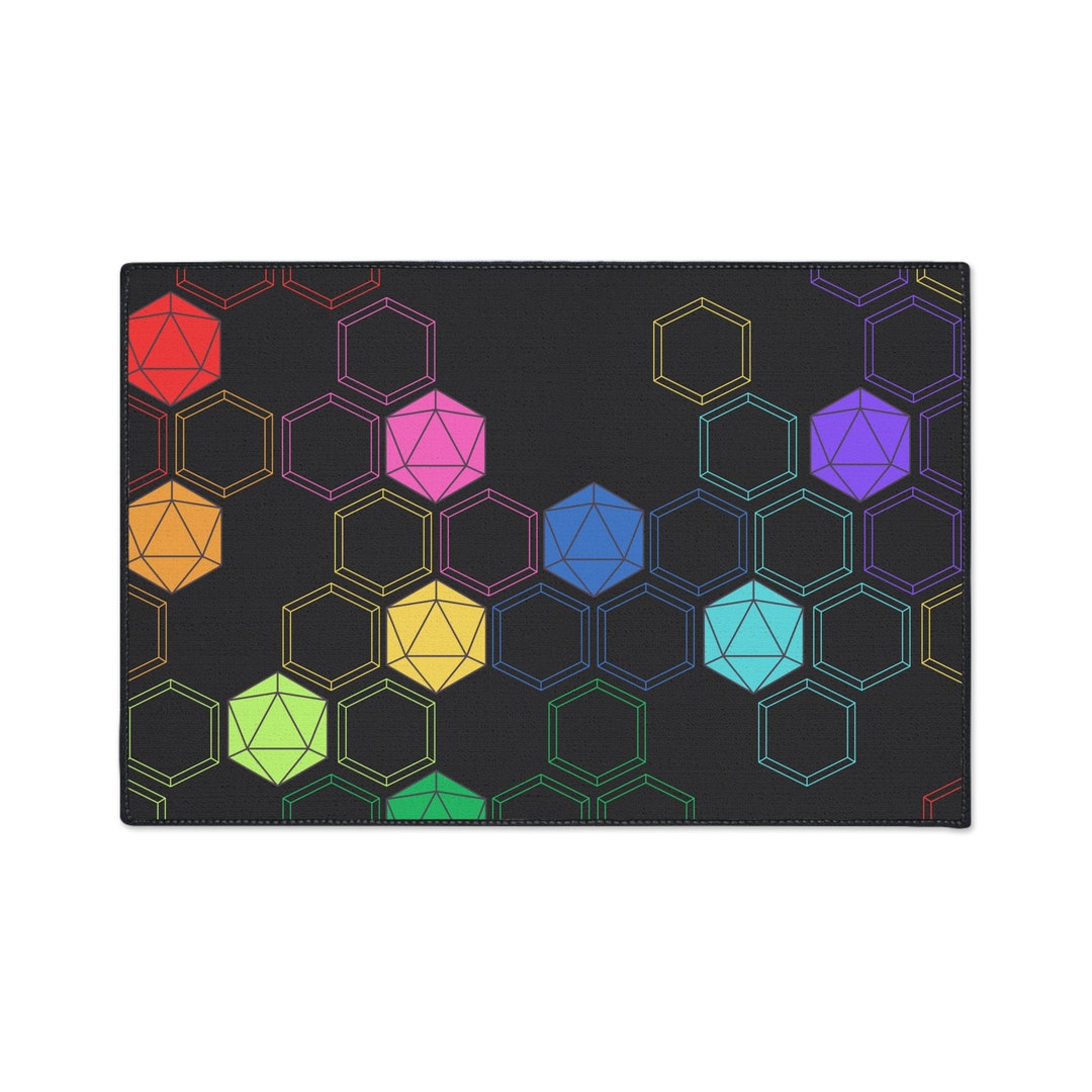Rainbow Dnd Dice Honeycomb Pattern Heavy Duty Floor Mat - Etsy