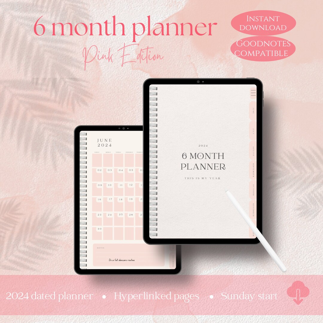 6 Month Planner, 2024 DATED DIGITAL PLANNER, Goodnotes & Notability ...