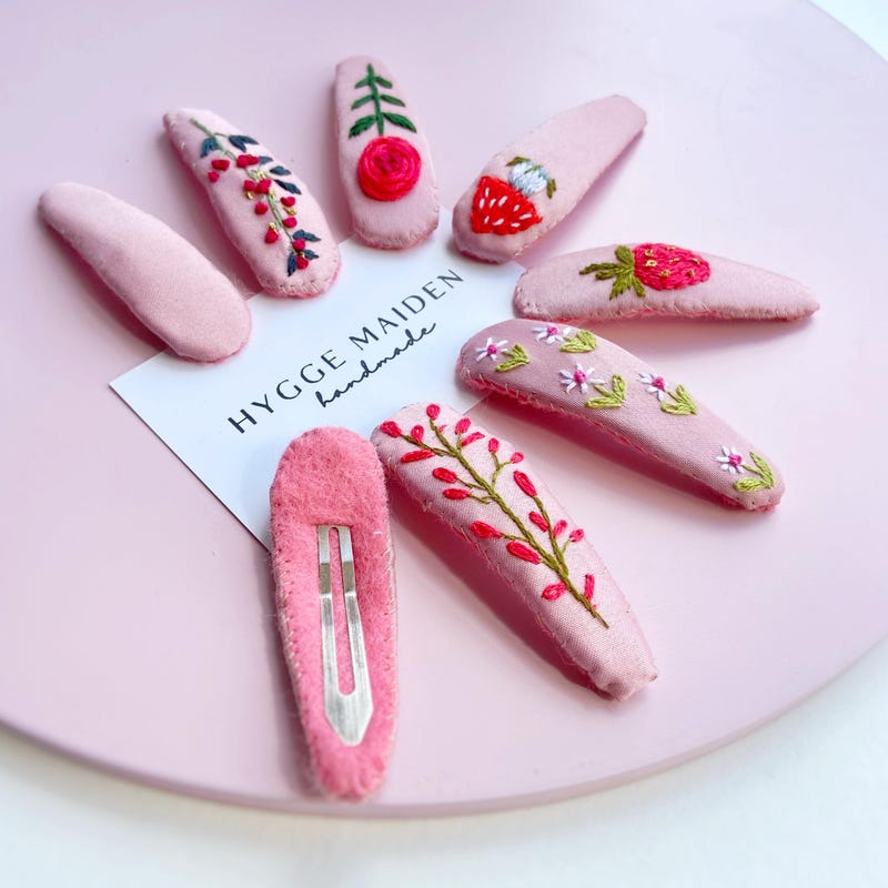 Embroidered Hair Clip - Etsy