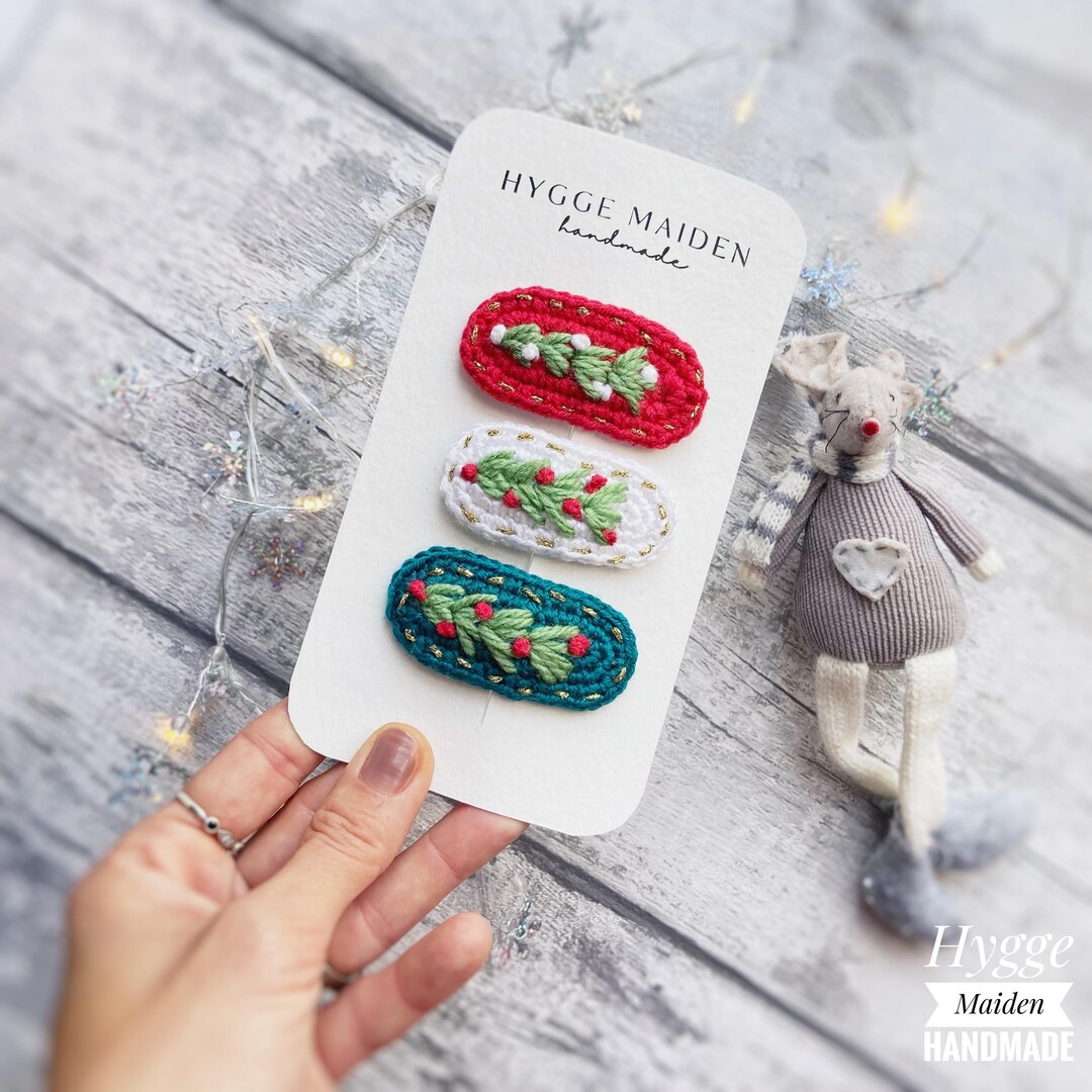 Cute Christmas Tree Crochet Festive Hair Clips for Girls & Women Ideal ...