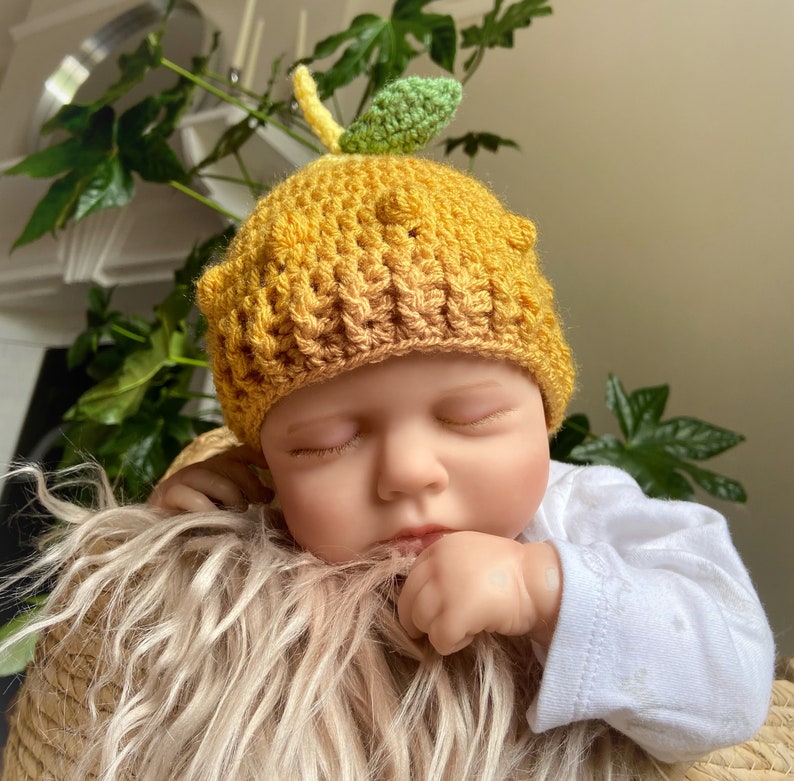 Baby Adorable Lemon Hat, Crochet Baby Hat, Cute Fruit Baby Beanie ...