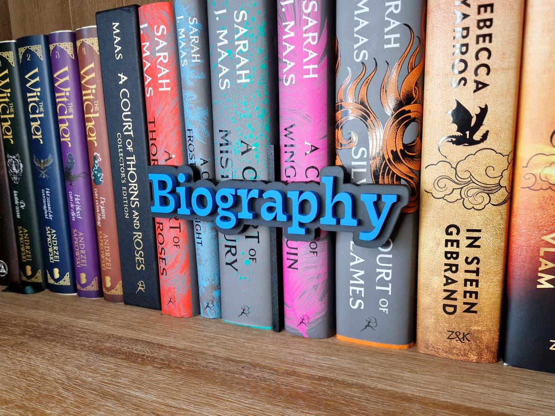 Biography Bookshelf Peek Out Sign - Bookshelf Decoration - Library Book ...