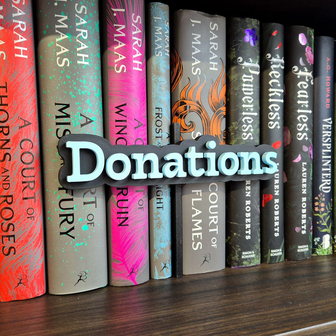 Donations Bookshelf Peek Out Sign - Bookshelf Decoration - Library Book ...