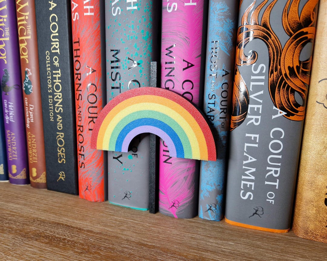 Rainbow Bookshelf Peek Out Sign - Bookshelf Decoration - Library Book ...