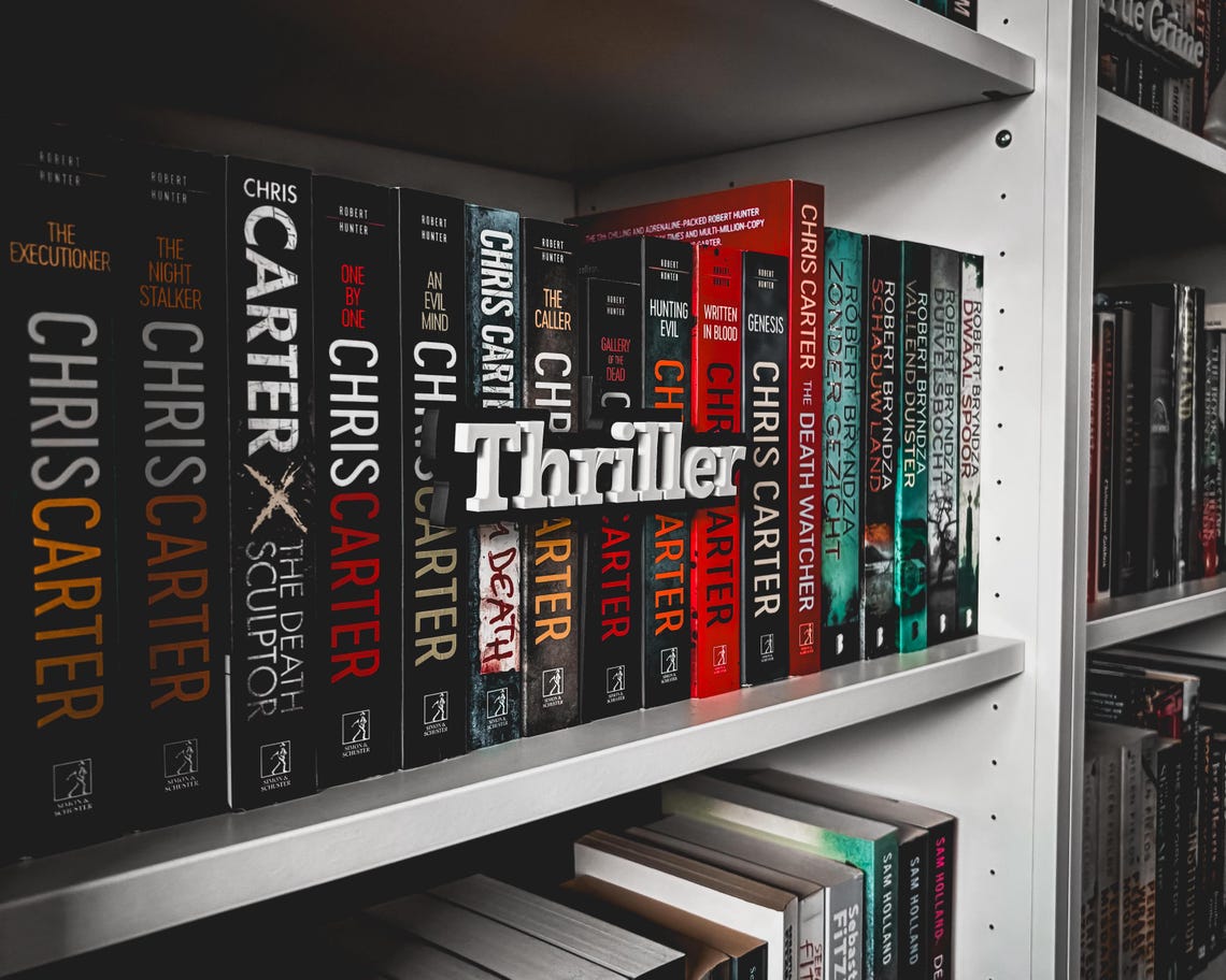 Thriller Bookshelf Peek Out Sign - Bookshelf Decoration - Library Book ...