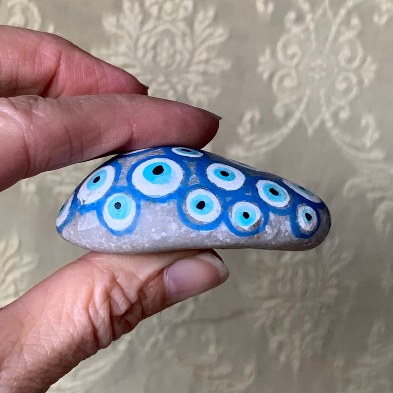 Multi Mati - Hand Painted Artist Sea Stone Greek Mati Design - Etsy