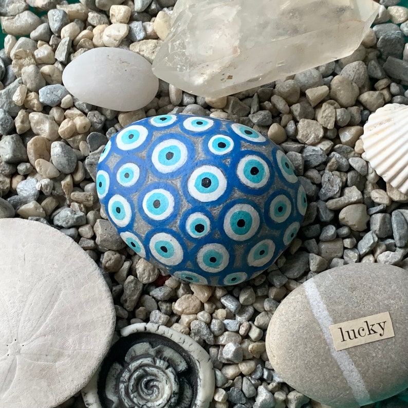 Multi Mati - Hand Painted Artist Sea Stone Greek Mati Design - Etsy