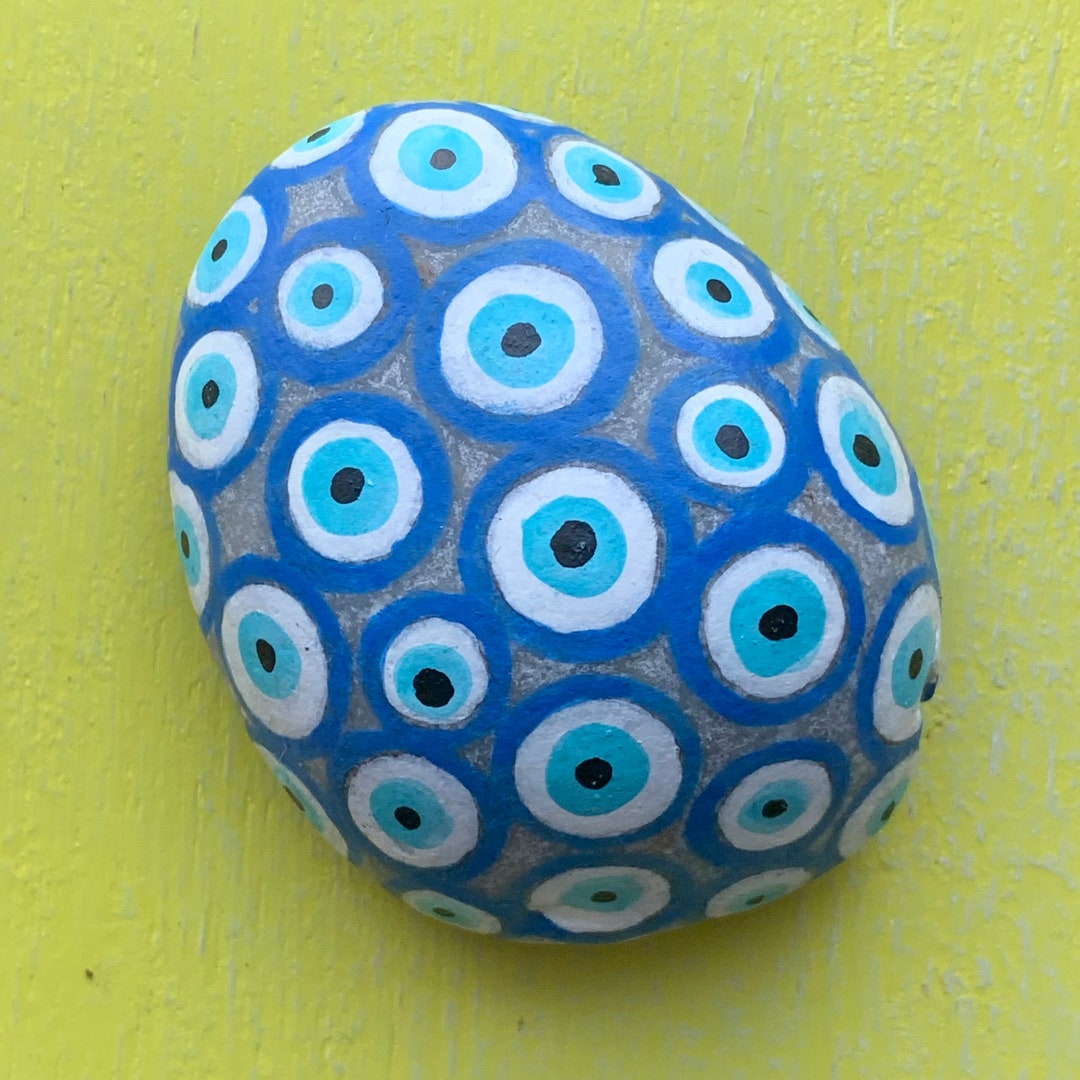 Multi Mati - Hand Painted Artist Sea Stone Greek Mati Design - Etsy