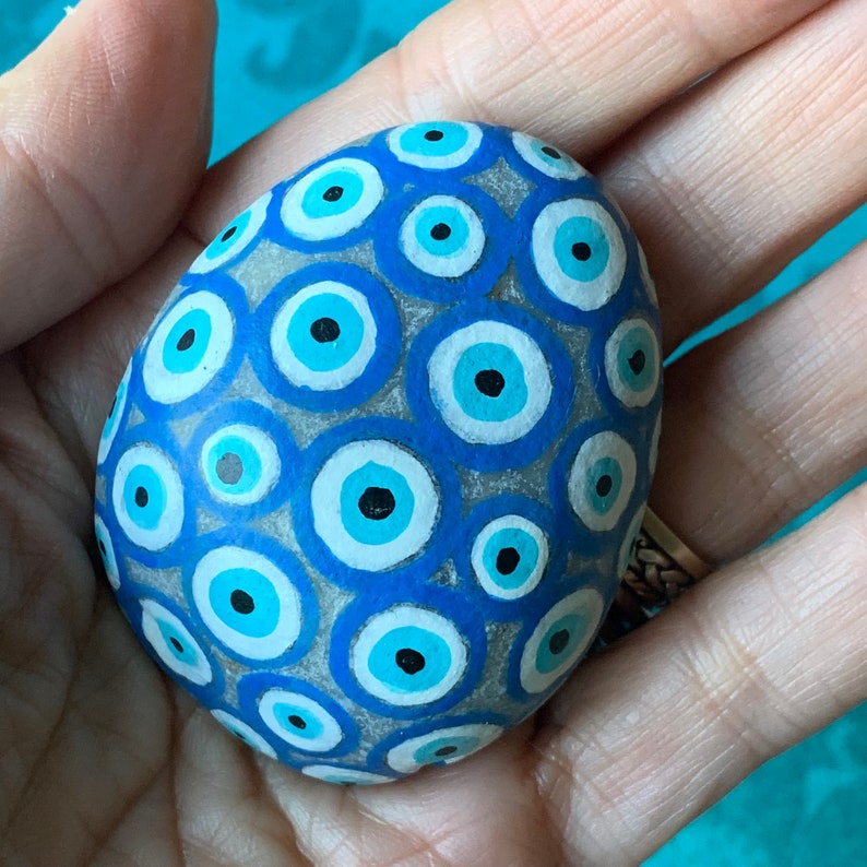 Multi Mati - Hand Painted Artist Sea Stone Greek Mati Design - Etsy