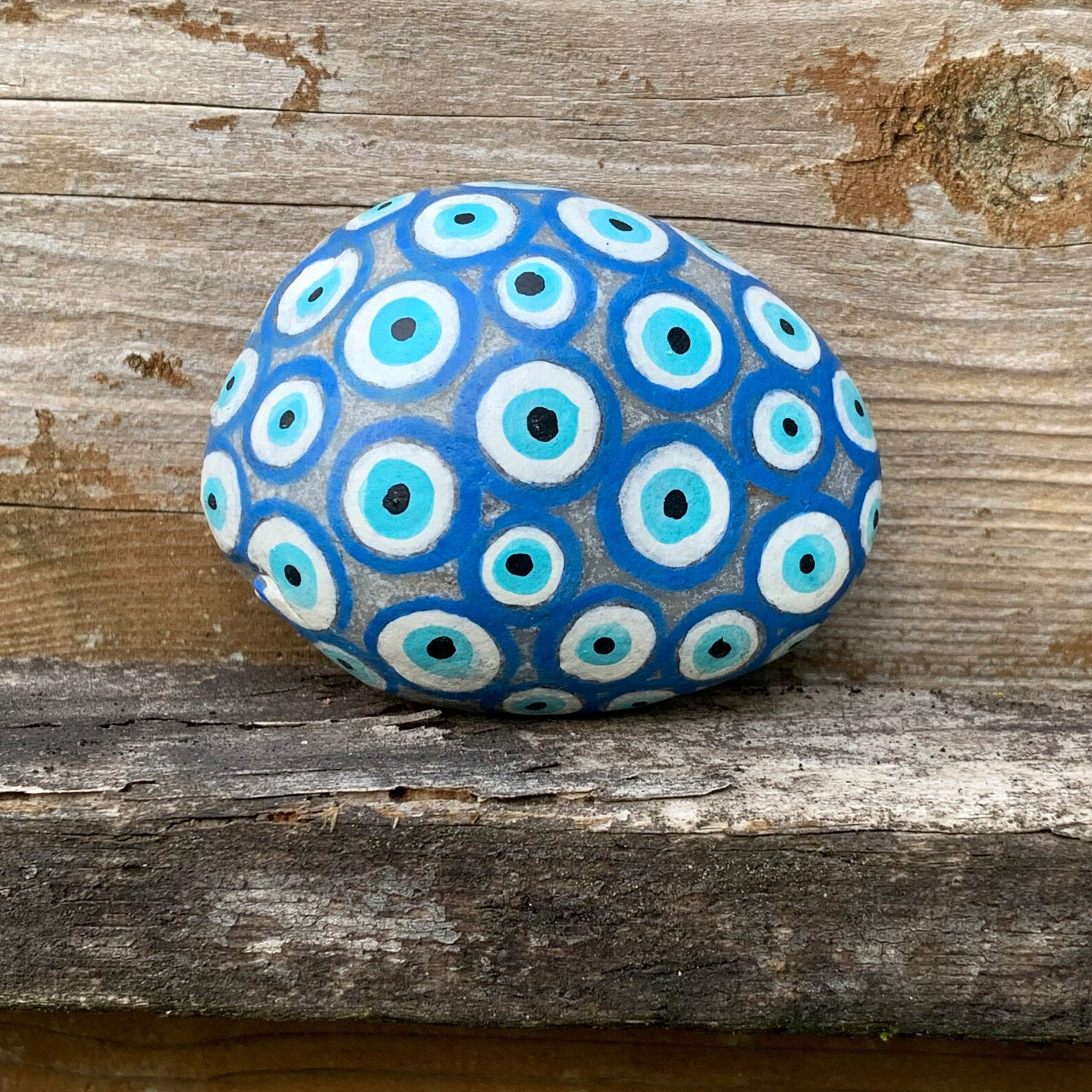 Multi Mati - Hand Painted Artist Sea Stone Greek Mati Design - Etsy