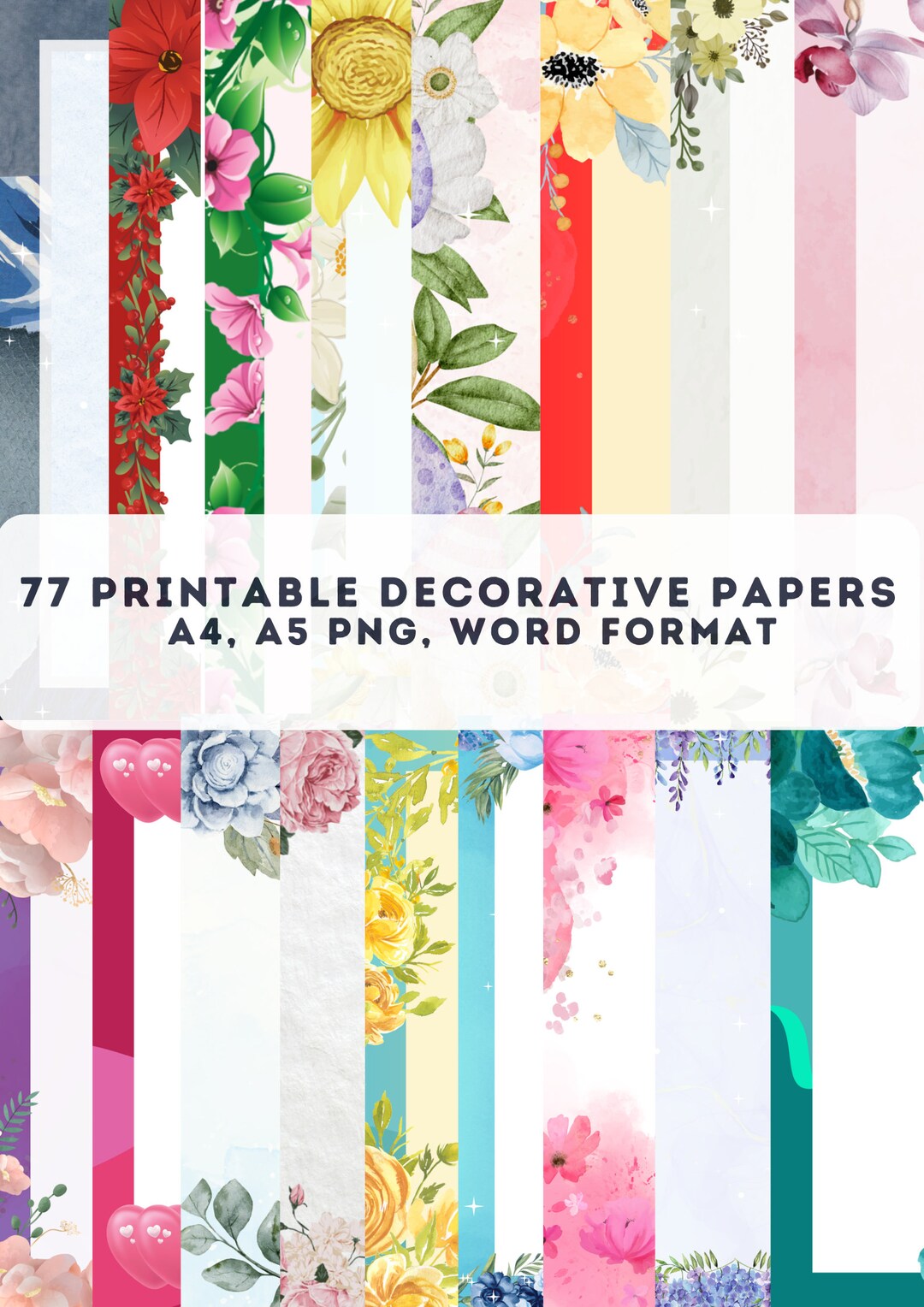77 Printable Papers Bundle Instant Download Scrapbooking, Letter ...