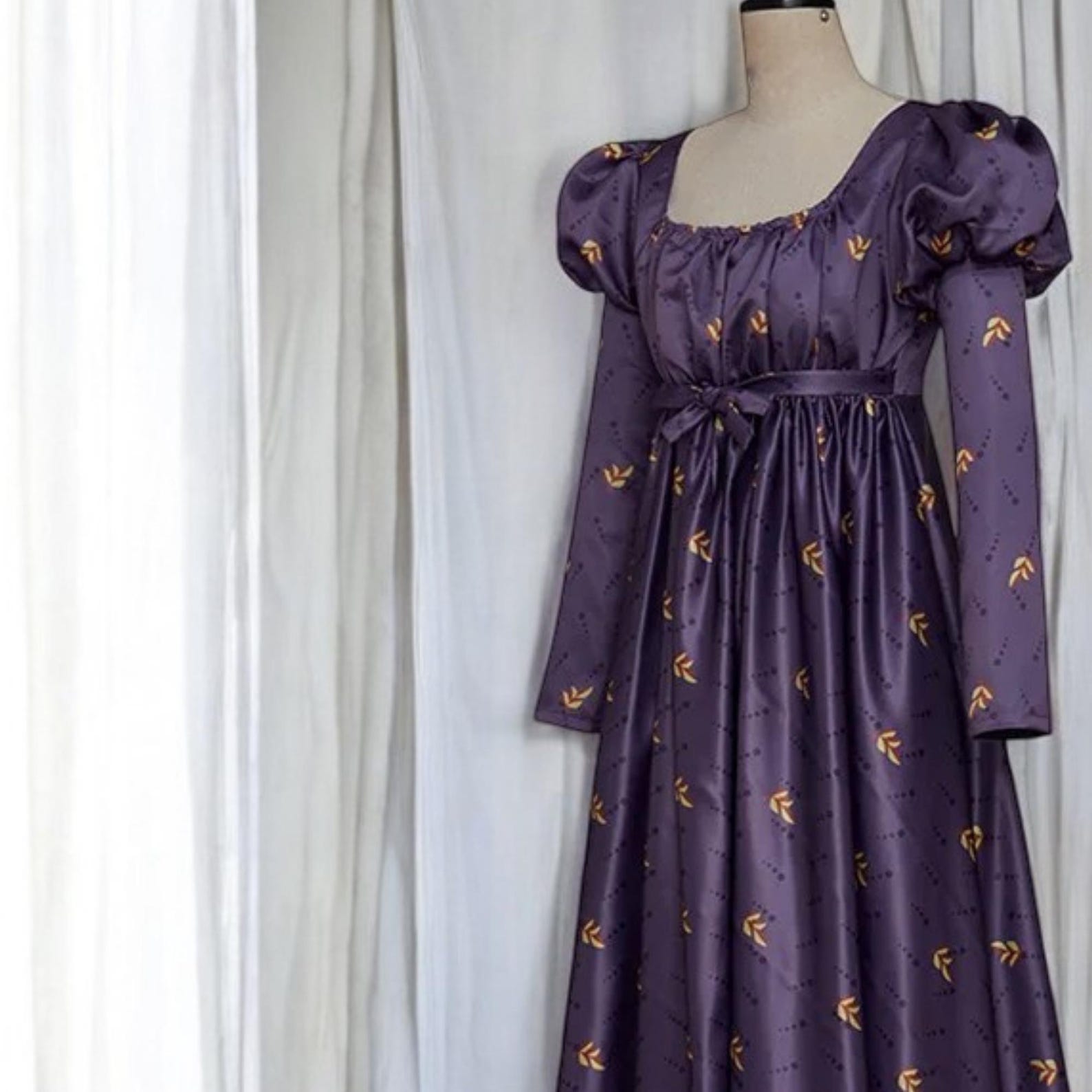 Elegant Regency Ball Gown Floral Maxi Dress With Empire Waist, Perfect ...