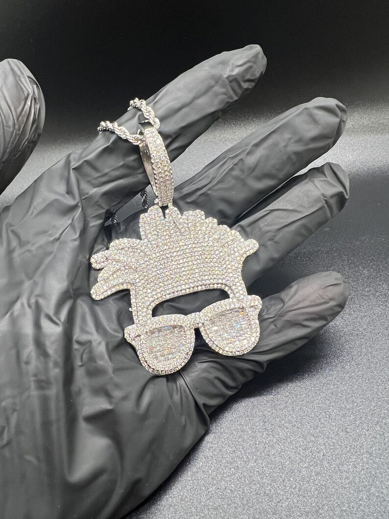 Iced Out Dreadlocks Pendant: Hip Hop Zirconia Necklace, 20" Chain - Etsy