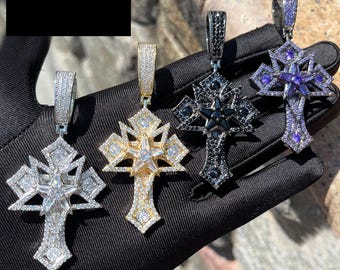 Pendant - Iced Out Upside Down Cross Necklace Pendant for Men Real ...