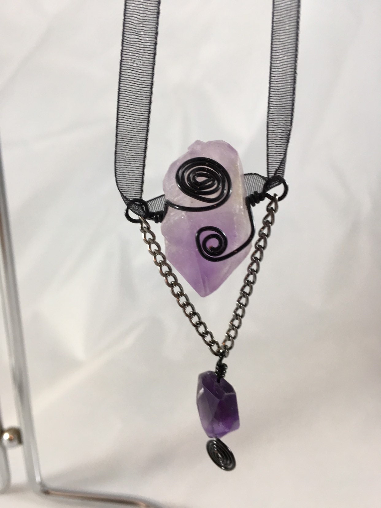 Necklace Raw Amethyst Crystal Necklace Deep Purple Afican | Etsy