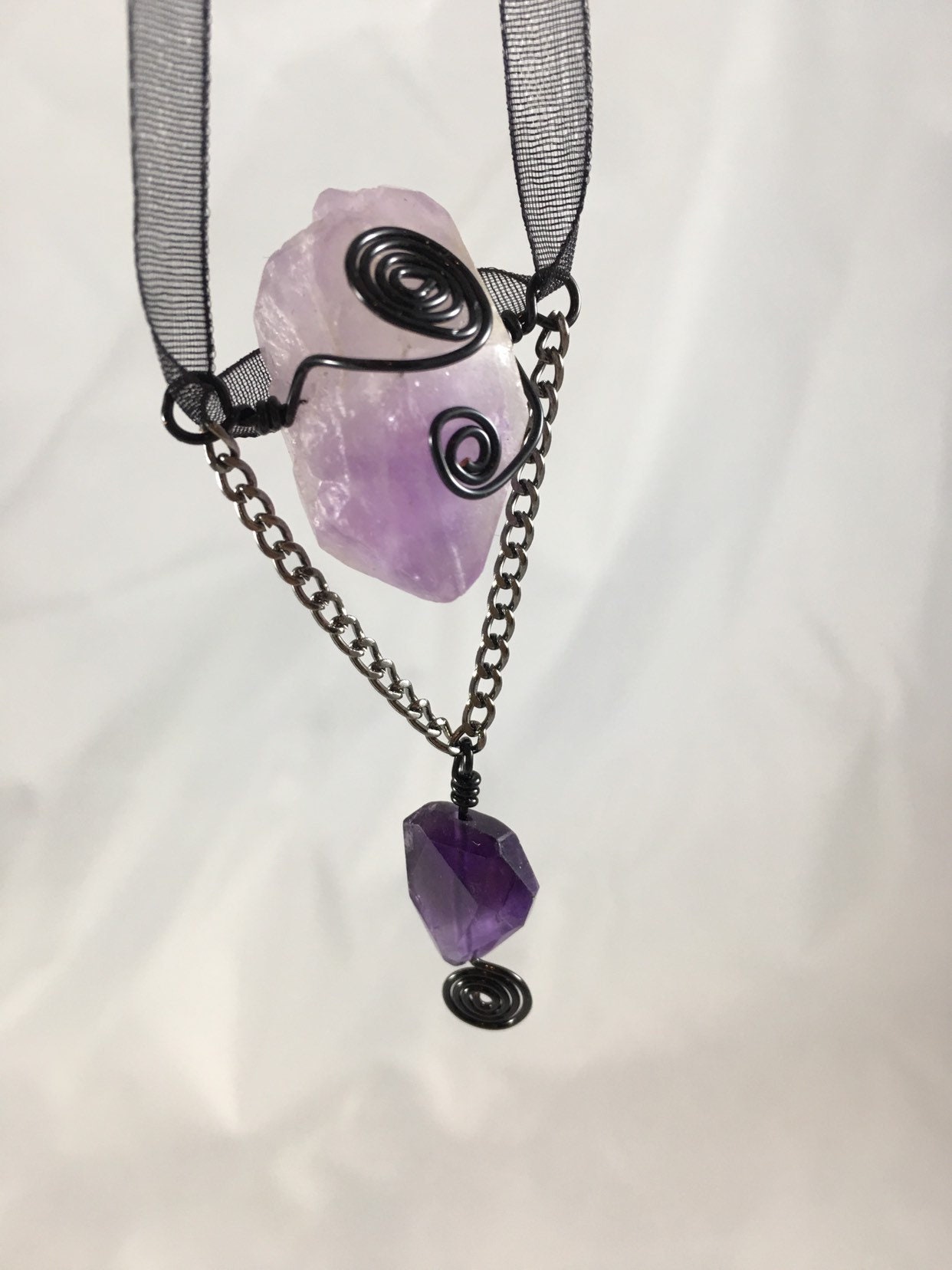 Necklace Raw Amethyst Crystal Necklace Deep Purple Afican | Etsy