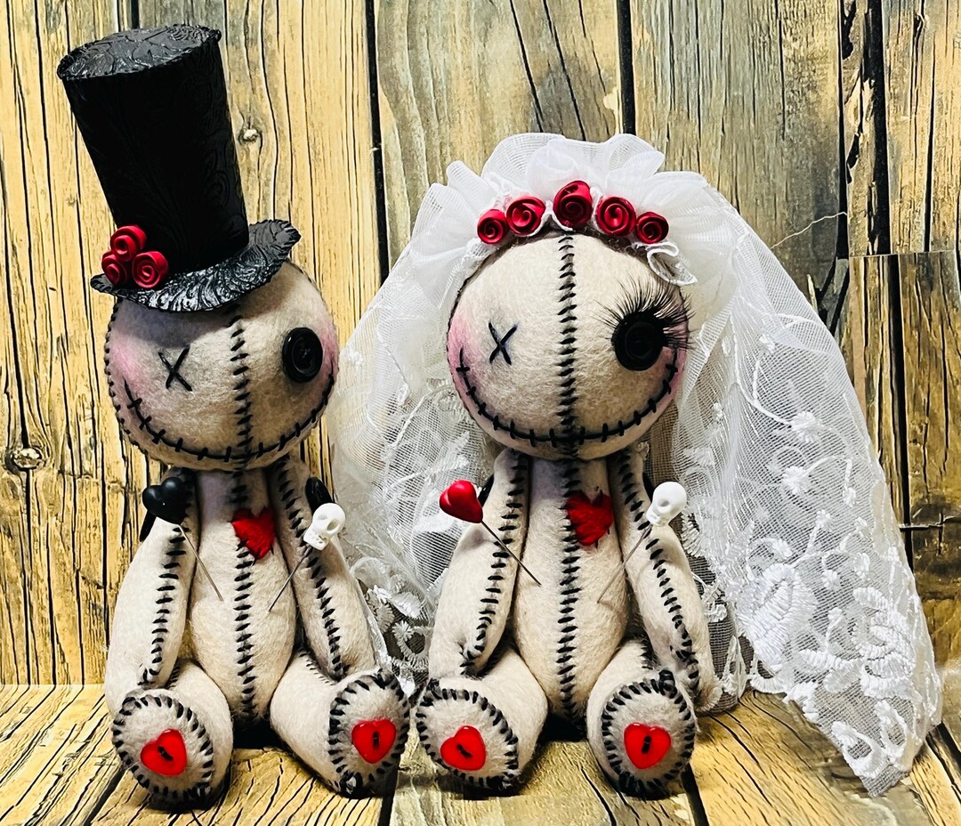 Bride and Groom Voodoo Dolls With Pins. Cute, Spooky, Alternative Gift. Wedding Gift, Cake ...