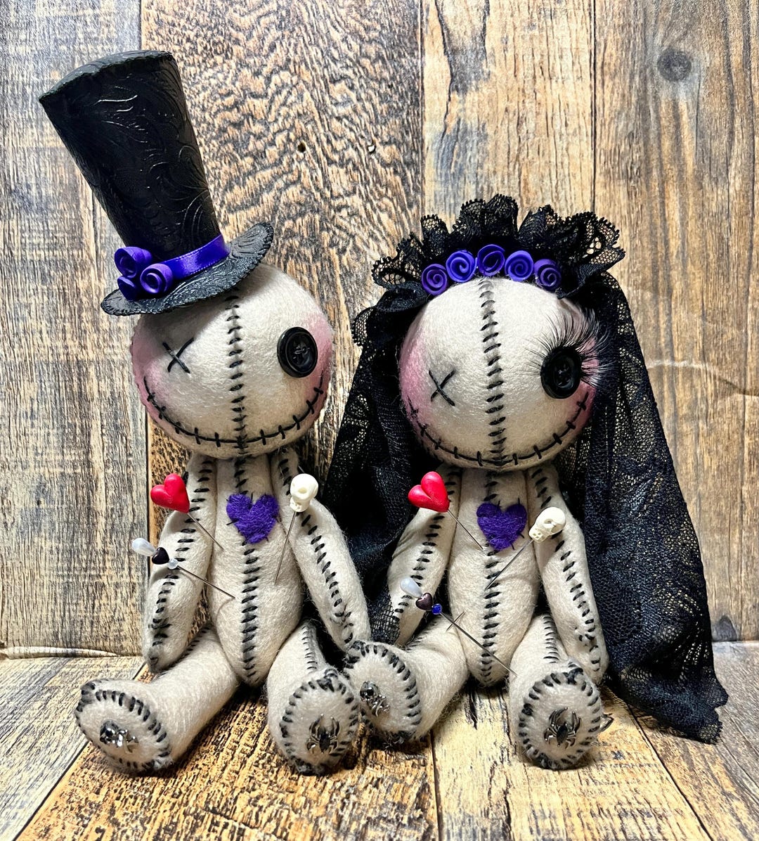 Bride and Groom Voodoo Dolls With Pins. Cute, Spooky, Alternative Gift. Wedding Gift, Cake ...